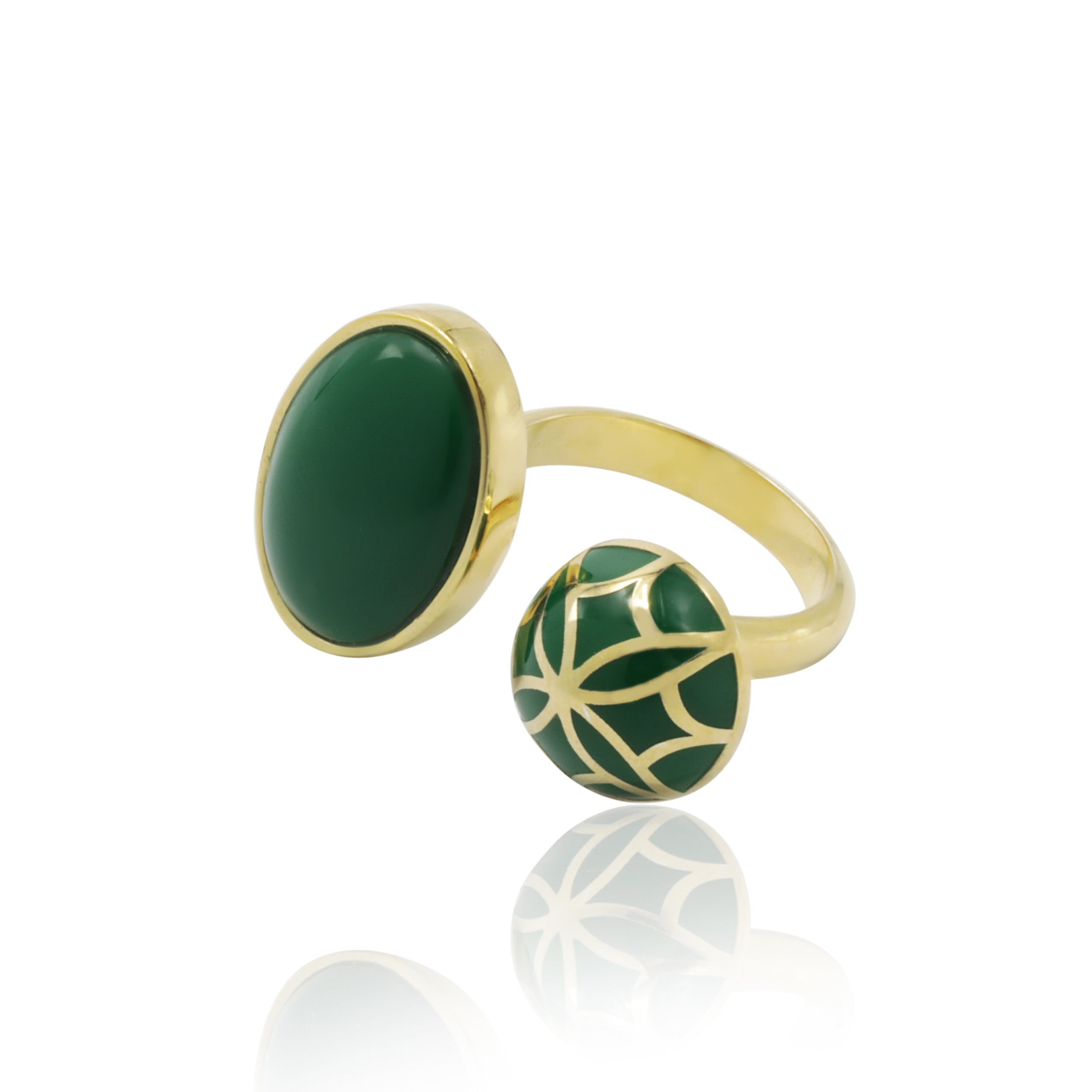 Signature Sphere Green Emerald Resin Ring | Georgina Jewelry